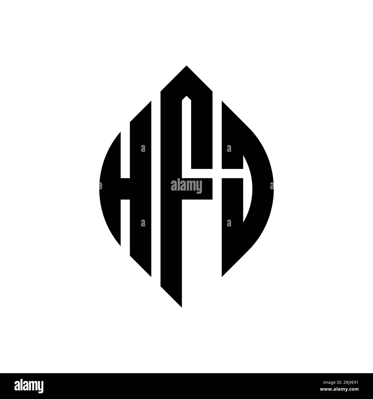 HFJ circle letter logo design with circle and ellipse shape. HFJ ...