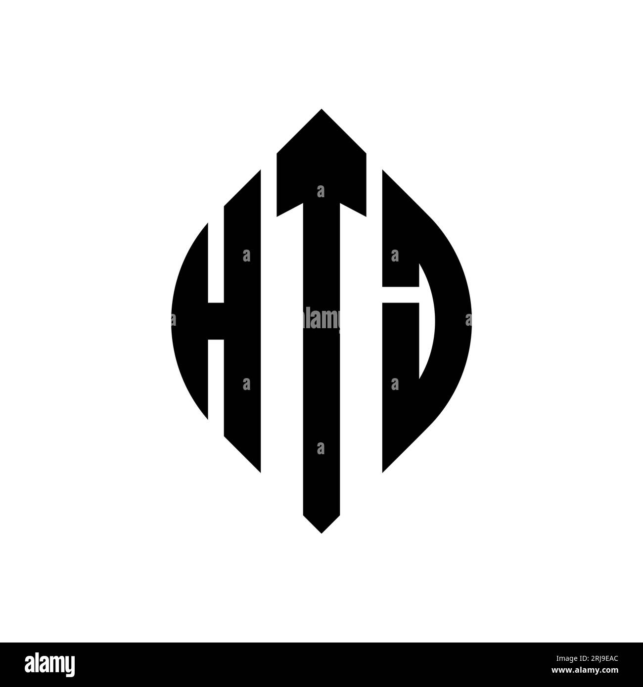 HTJ circle letter logo design with circle and ellipse shape. HTJ ...