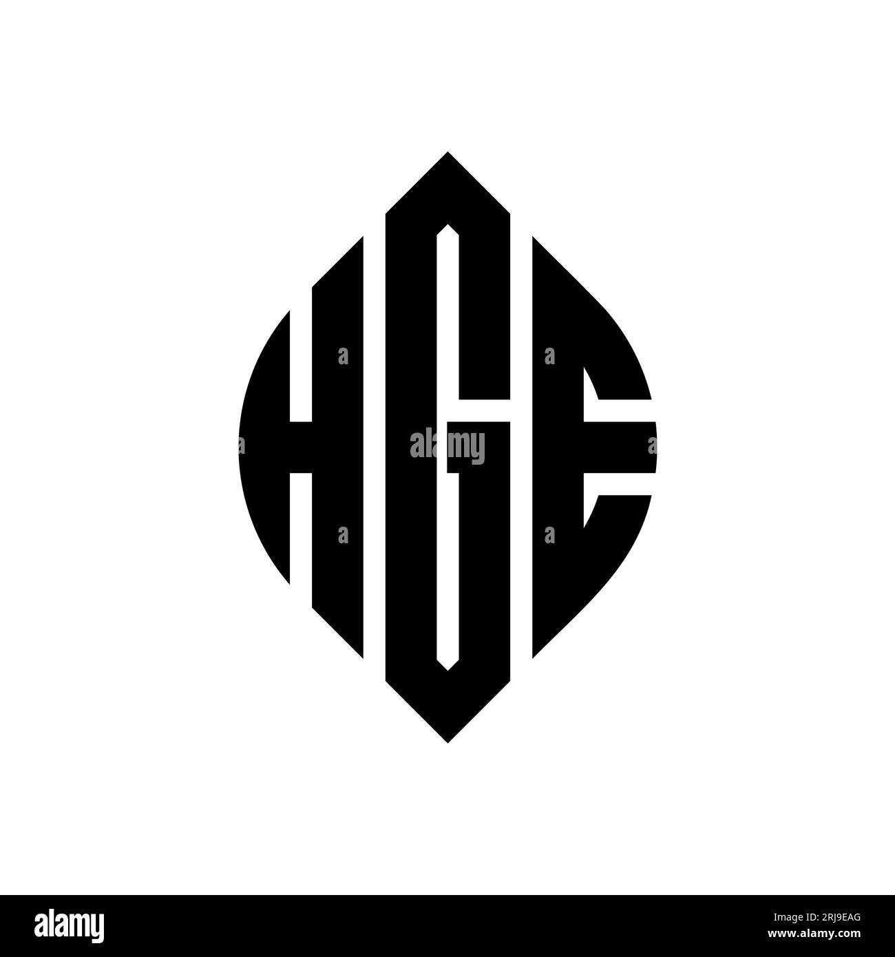 HGE circle letter logo design with circle and ellipse shape. HGE ...