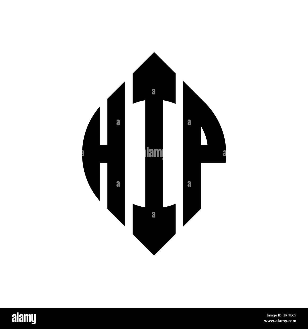 HIP circle letter logo design with circle and ellipse shape. HIP ...