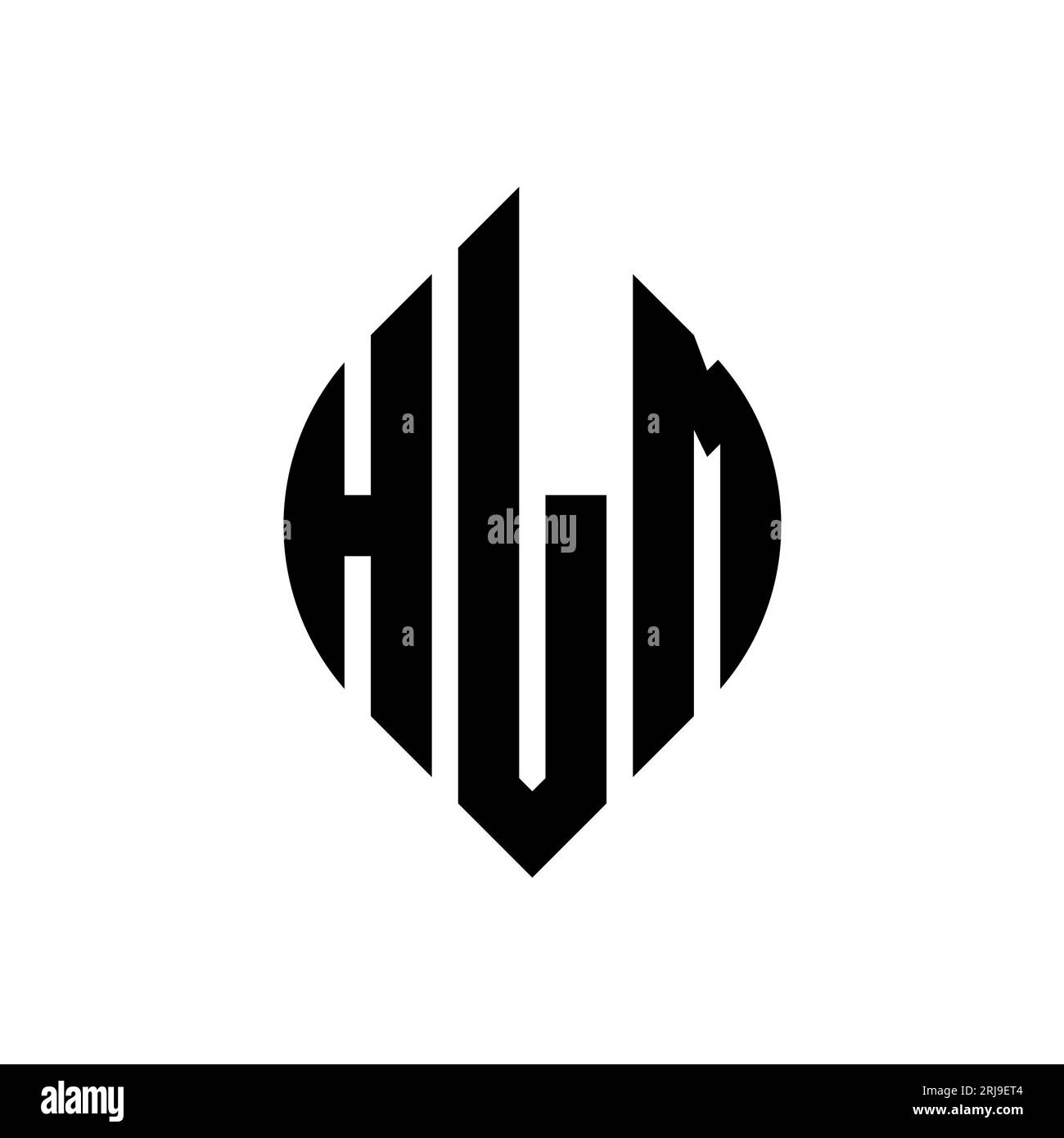 HLM circle letter logo design with circle and ellipse shape. HLM ...