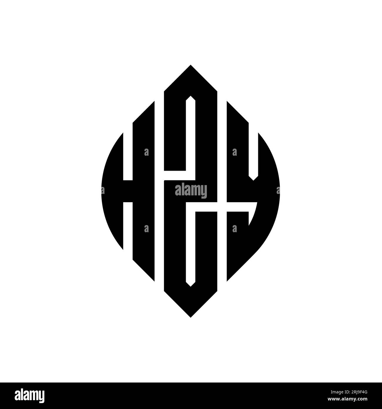 HZY circle letter logo design with circle and ellipse shape. HZY ...