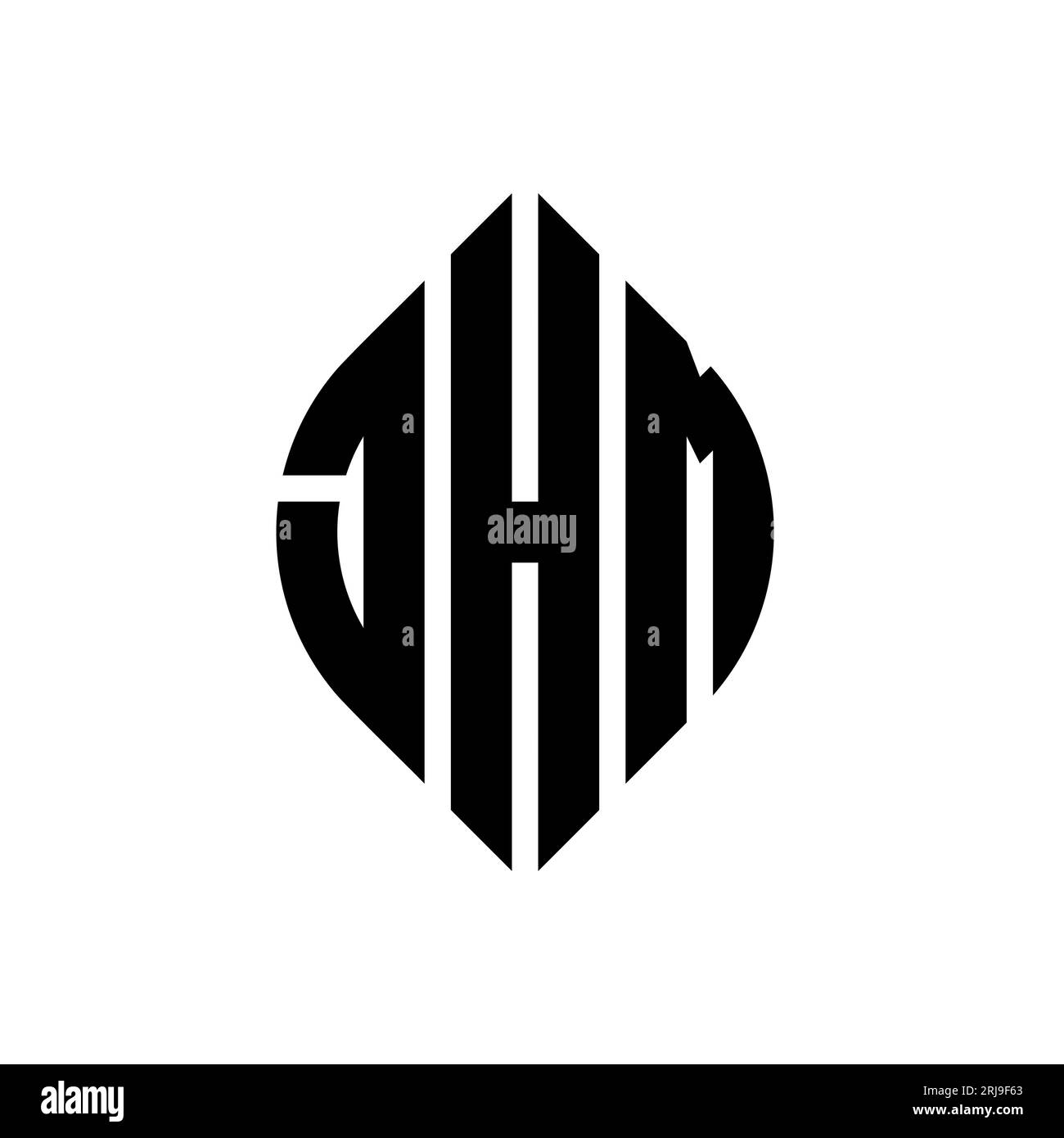 JHM circle letter logo design with circle and ellipse shape. JHM ...