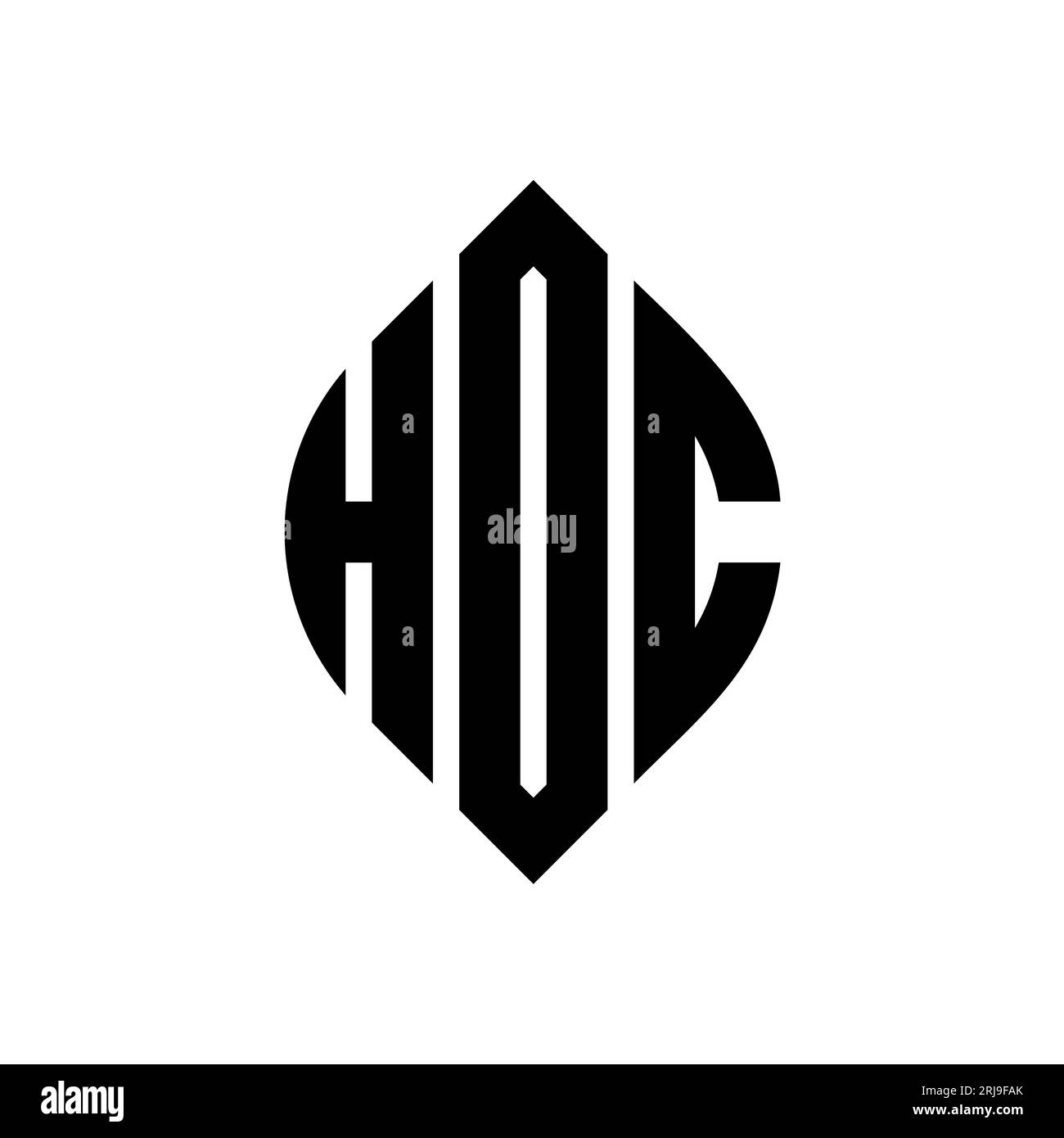 HOC circle letter logo design with circle and ellipse shape. HOC ...