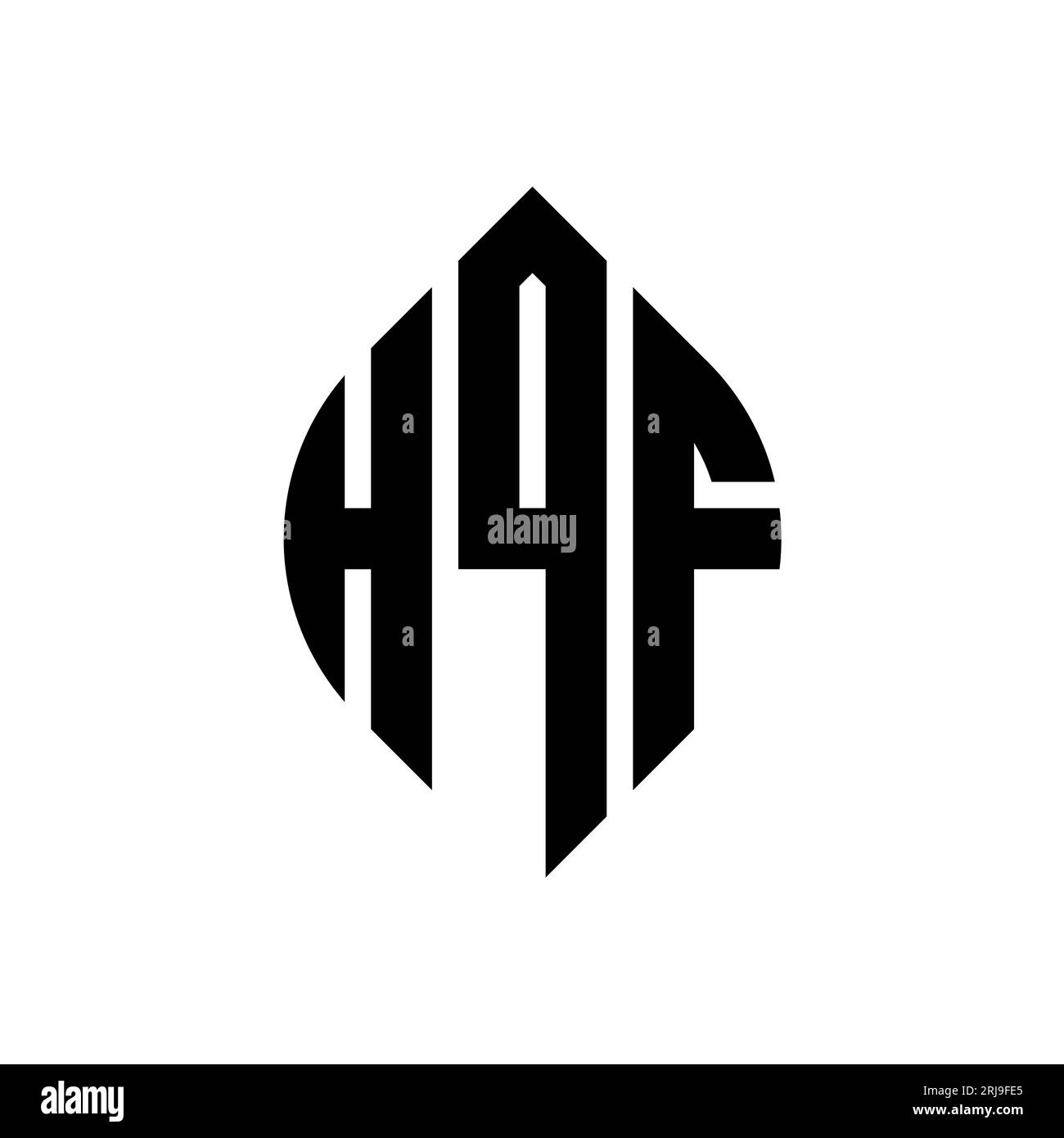 HQF circle letter logo design with circle and ellipse shape. HQF ...