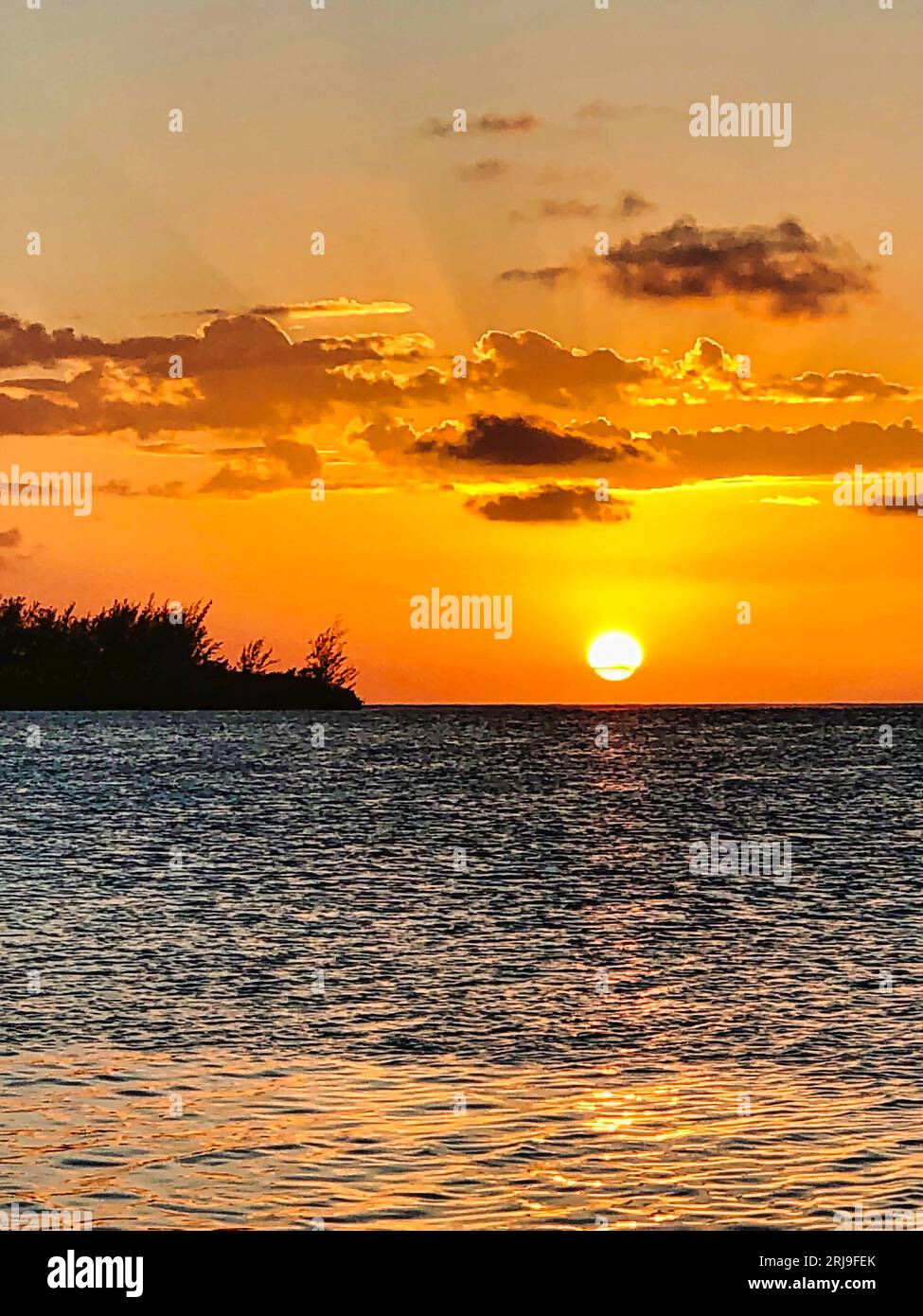 Beautiful Sunset from a Tropical Ocean View in Jamaica Stock Photo - Alamy