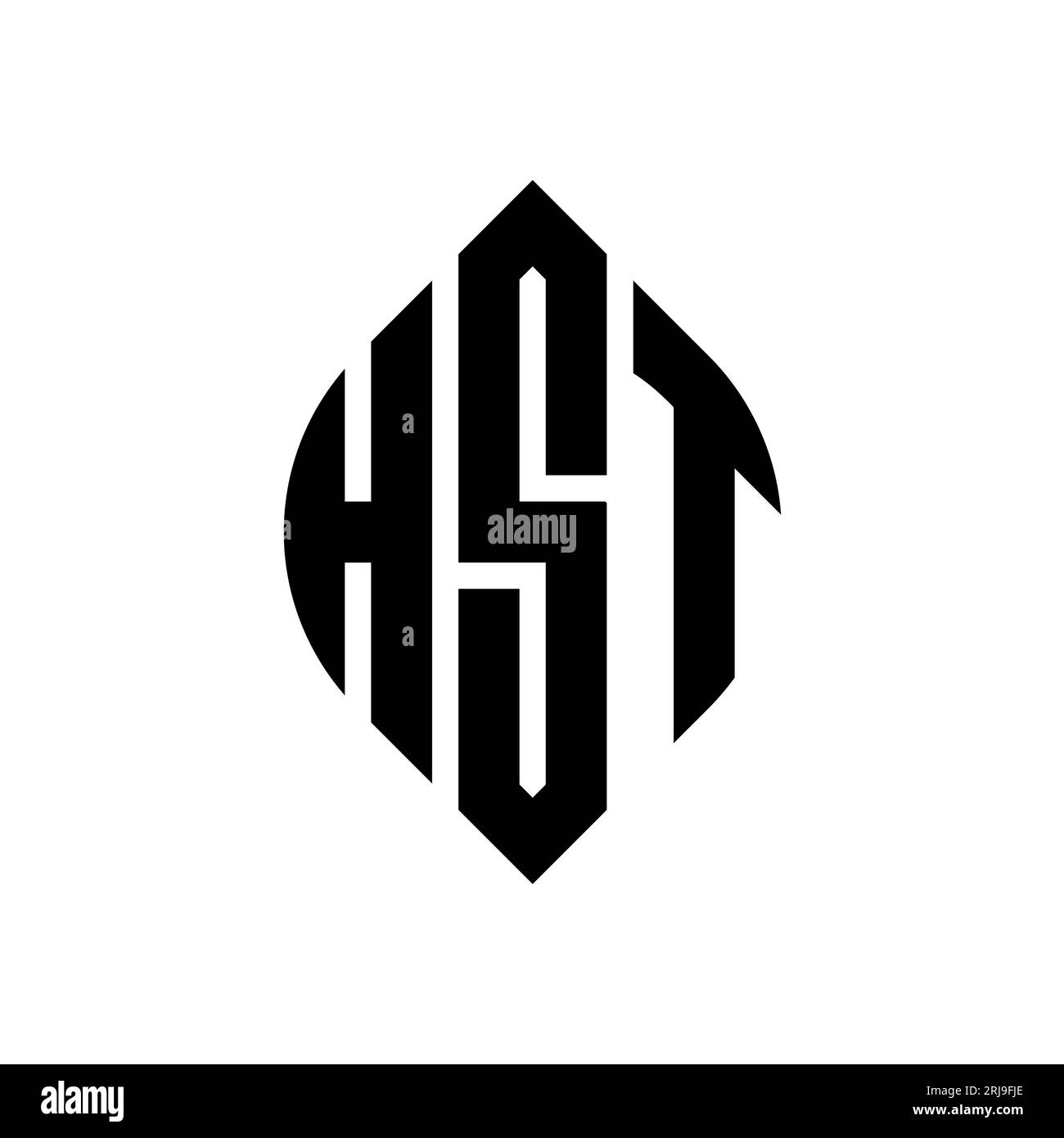 HST circle letter logo design with circle and ellipse shape. HST ...