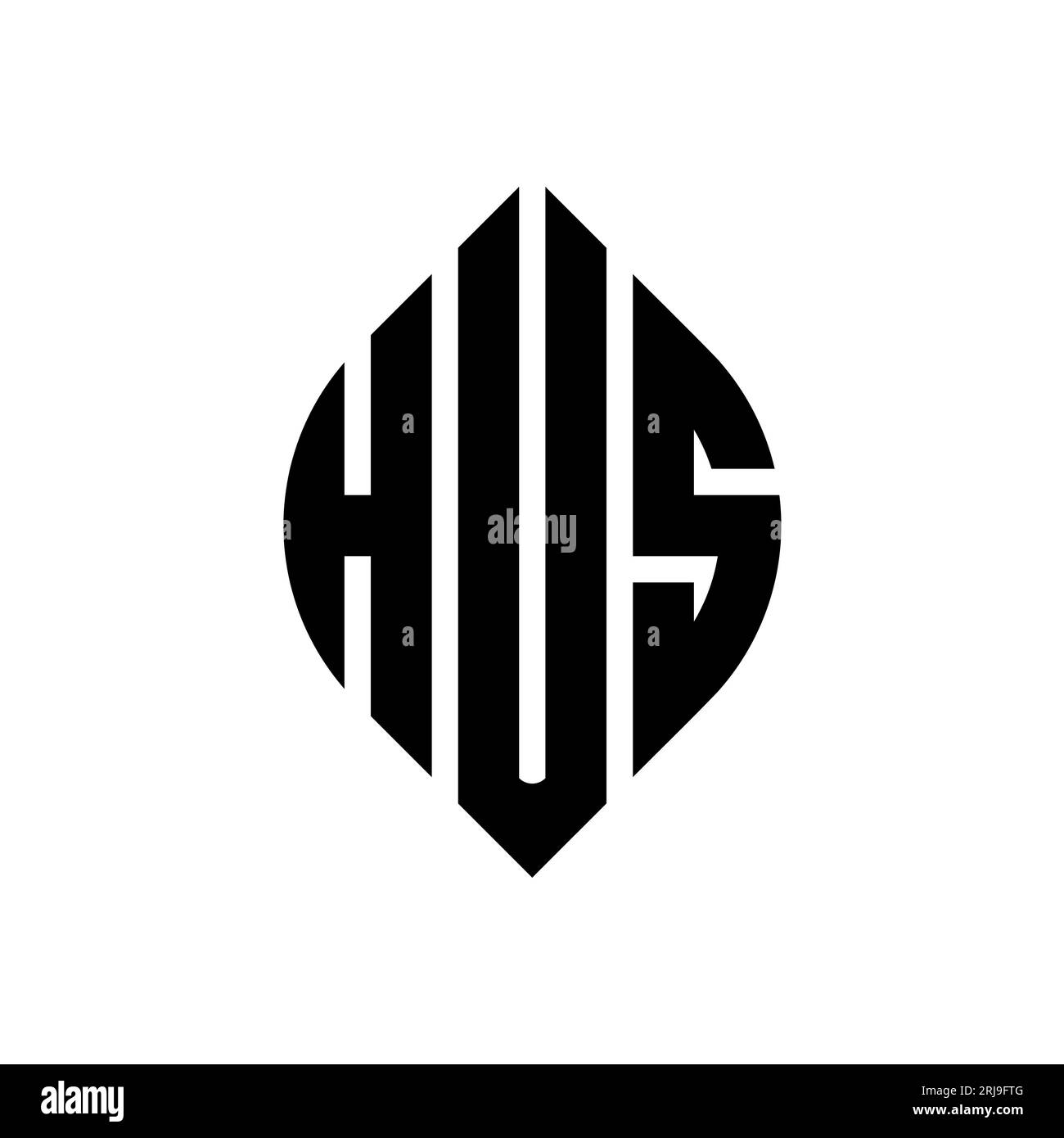 HUS circle letter logo design with circle and ellipse shape. HUS ...