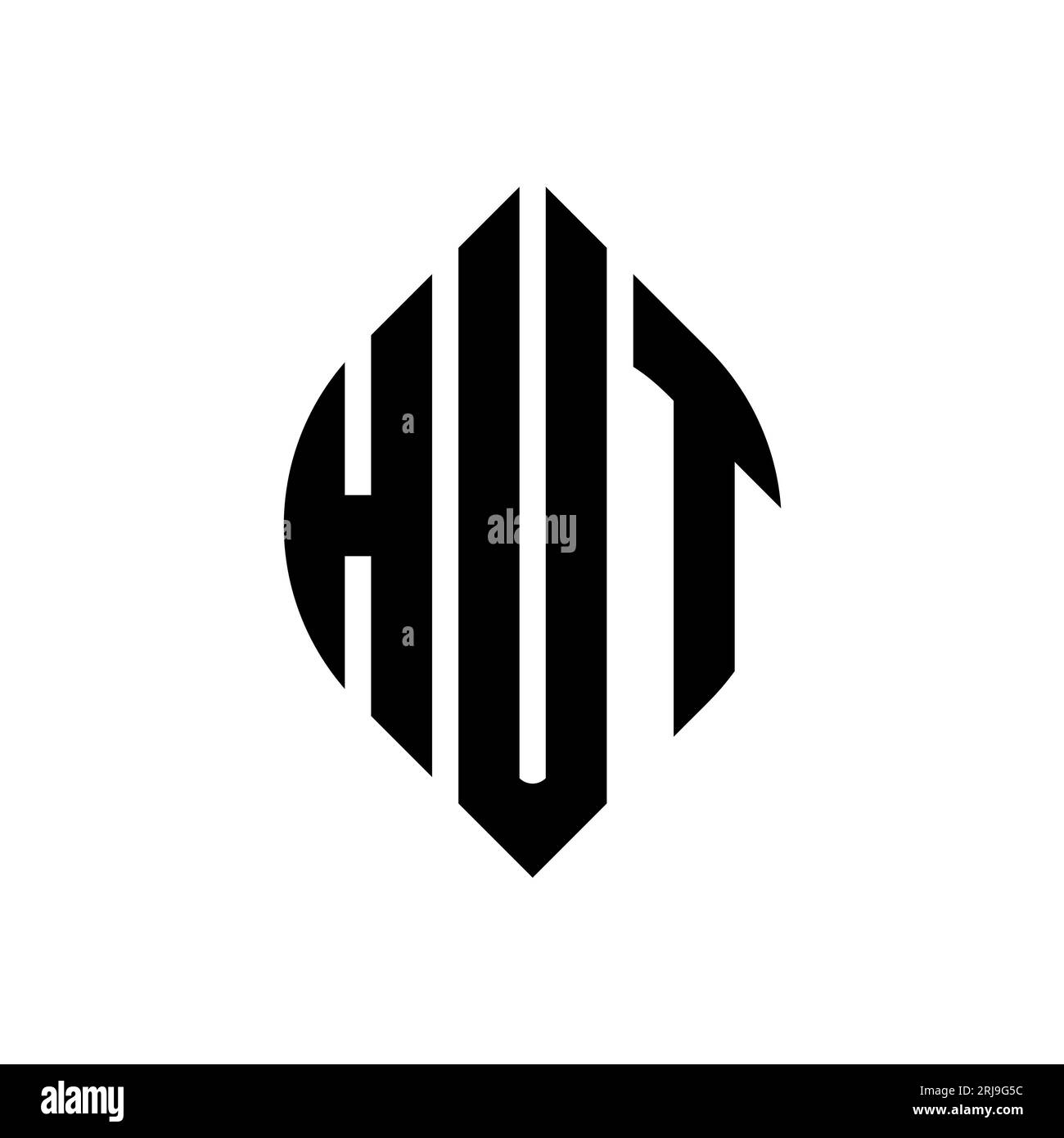 HUT circle letter logo design with circle and ellipse shape. HUT ...