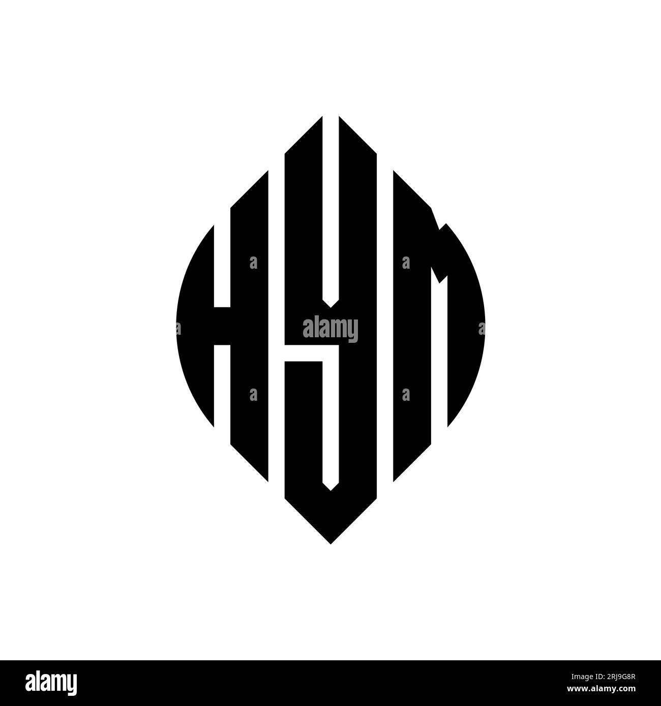 HYM circle letter logo design with circle and ellipse shape. HYM ...