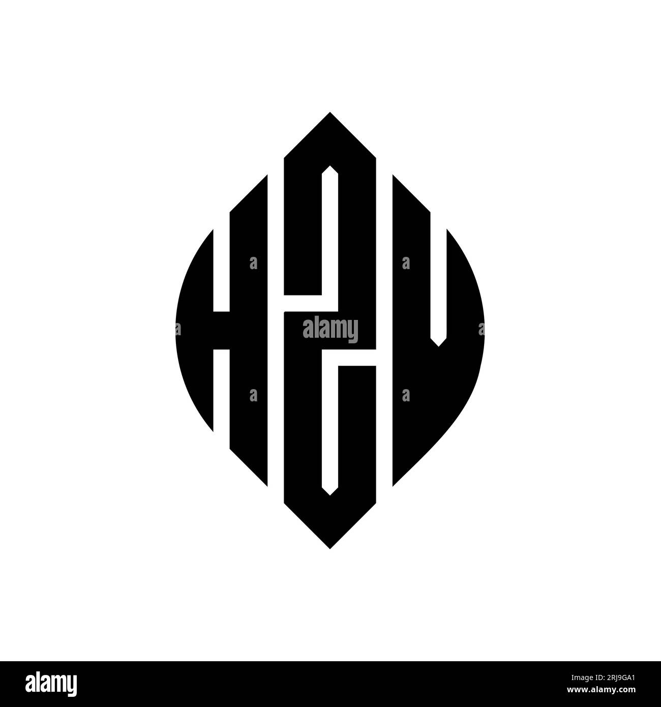 HZV circle letter logo design with circle and ellipse shape. HZV ...
