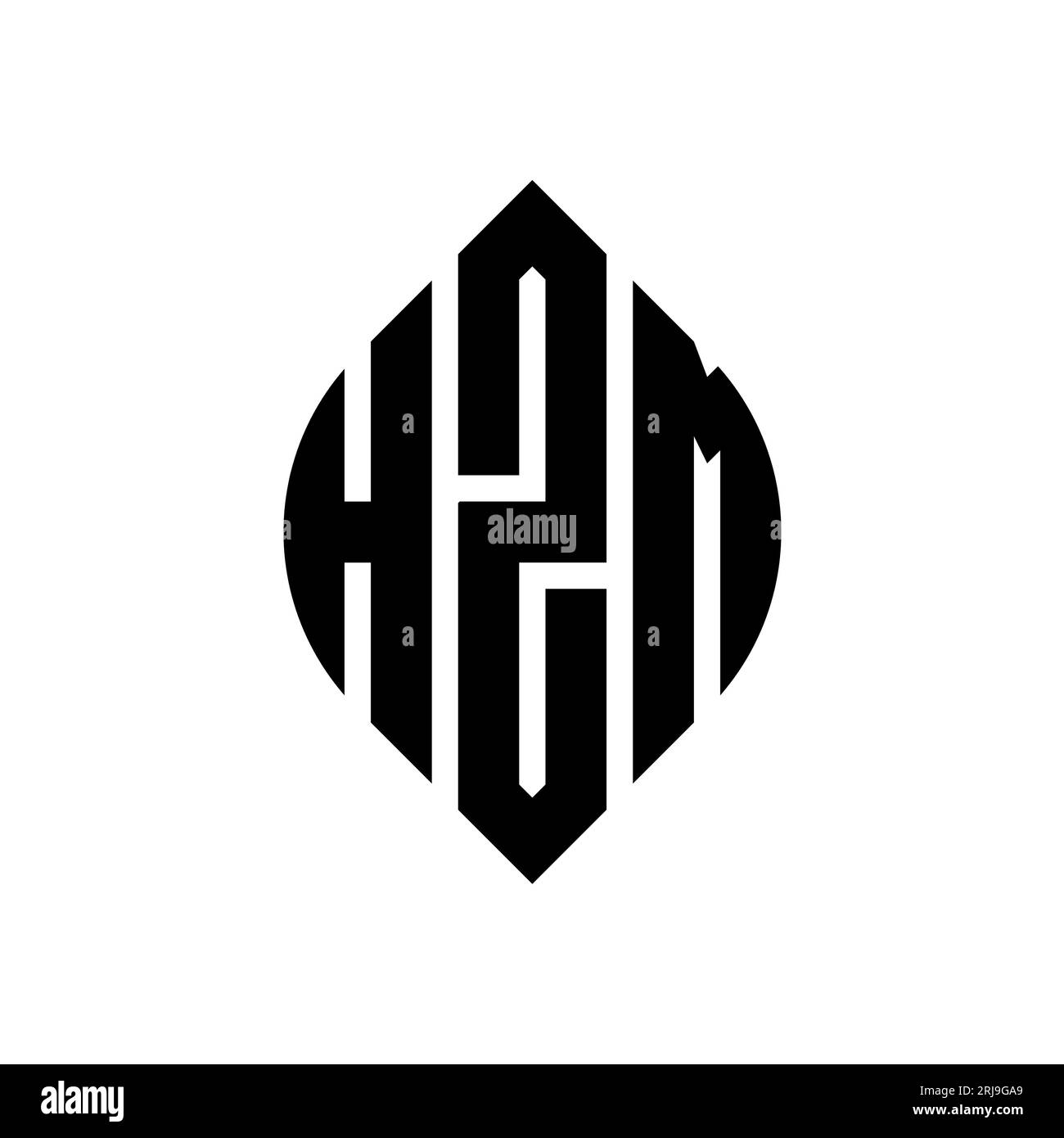 HZM circle letter logo design with circle and ellipse shape. HZM ...