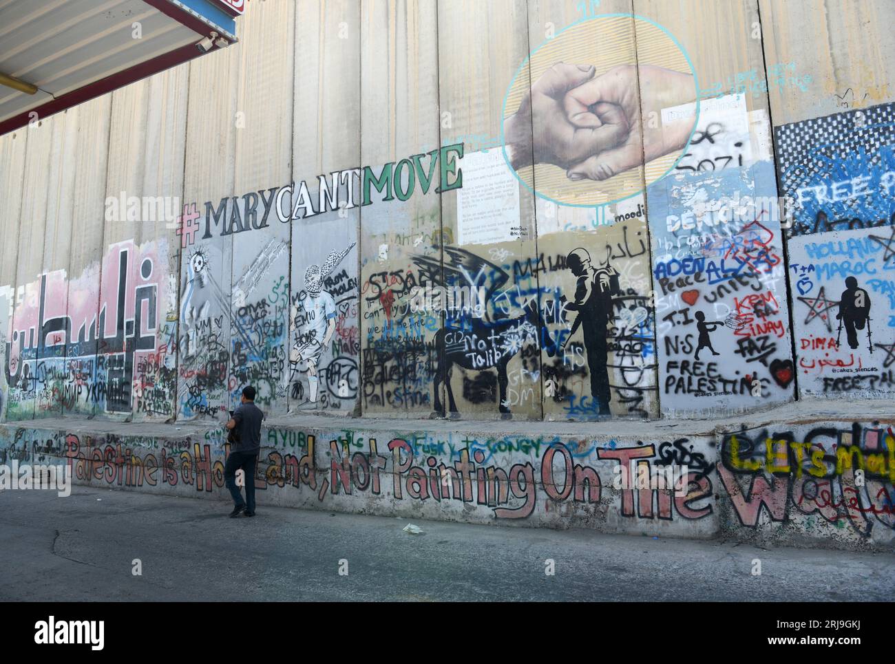 Murals on the Israeli security barrier in Bethlehem, Palestine Stock ...