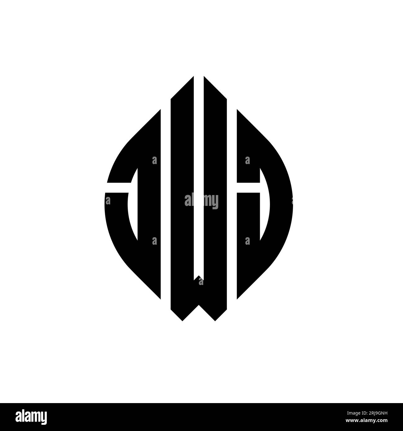 JWJ circle letter logo design with circle and ellipse shape. JWJ ...