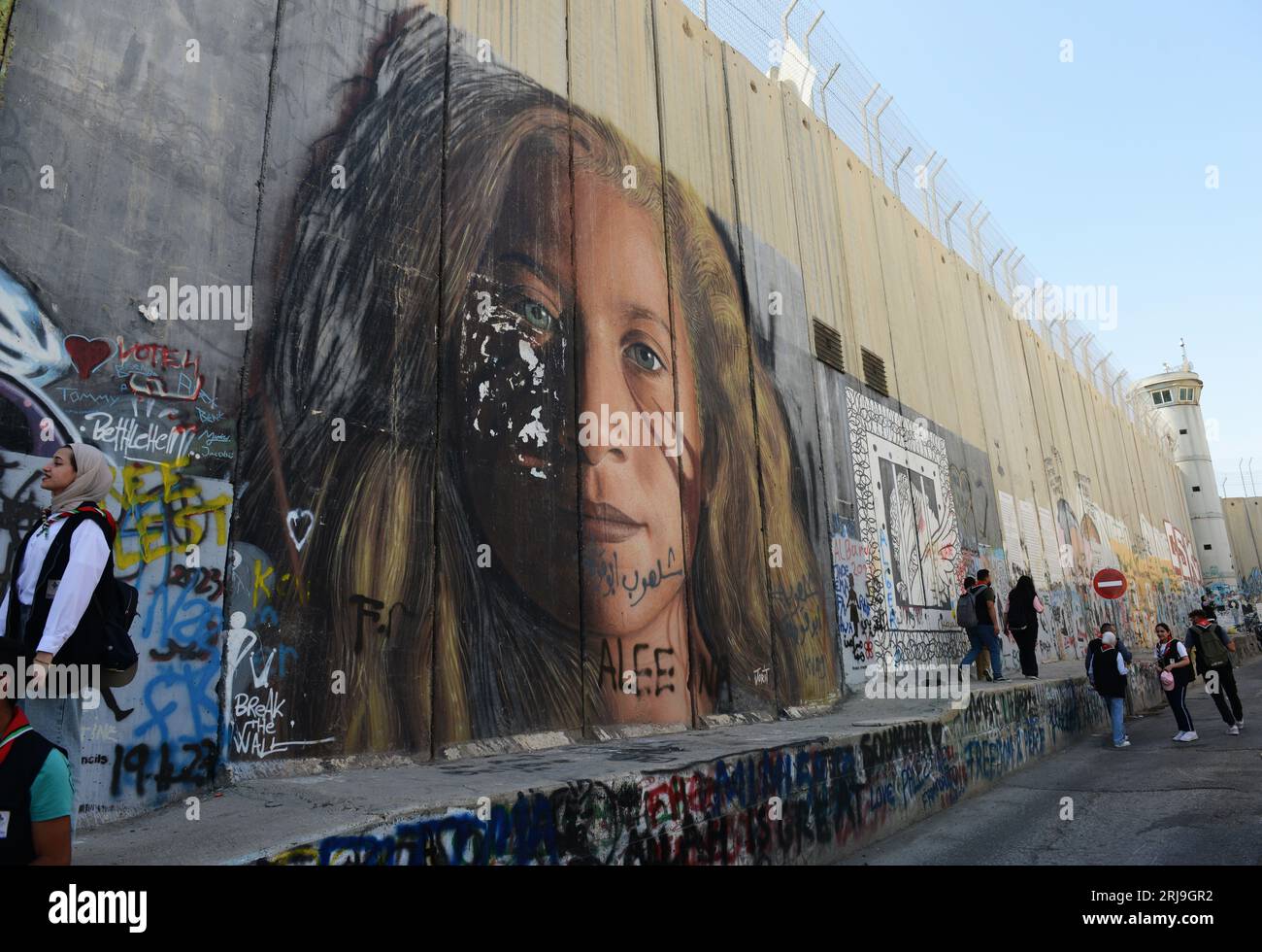 Murals on the Israeli security barrier in Bethlehem, Palestine Stock ...