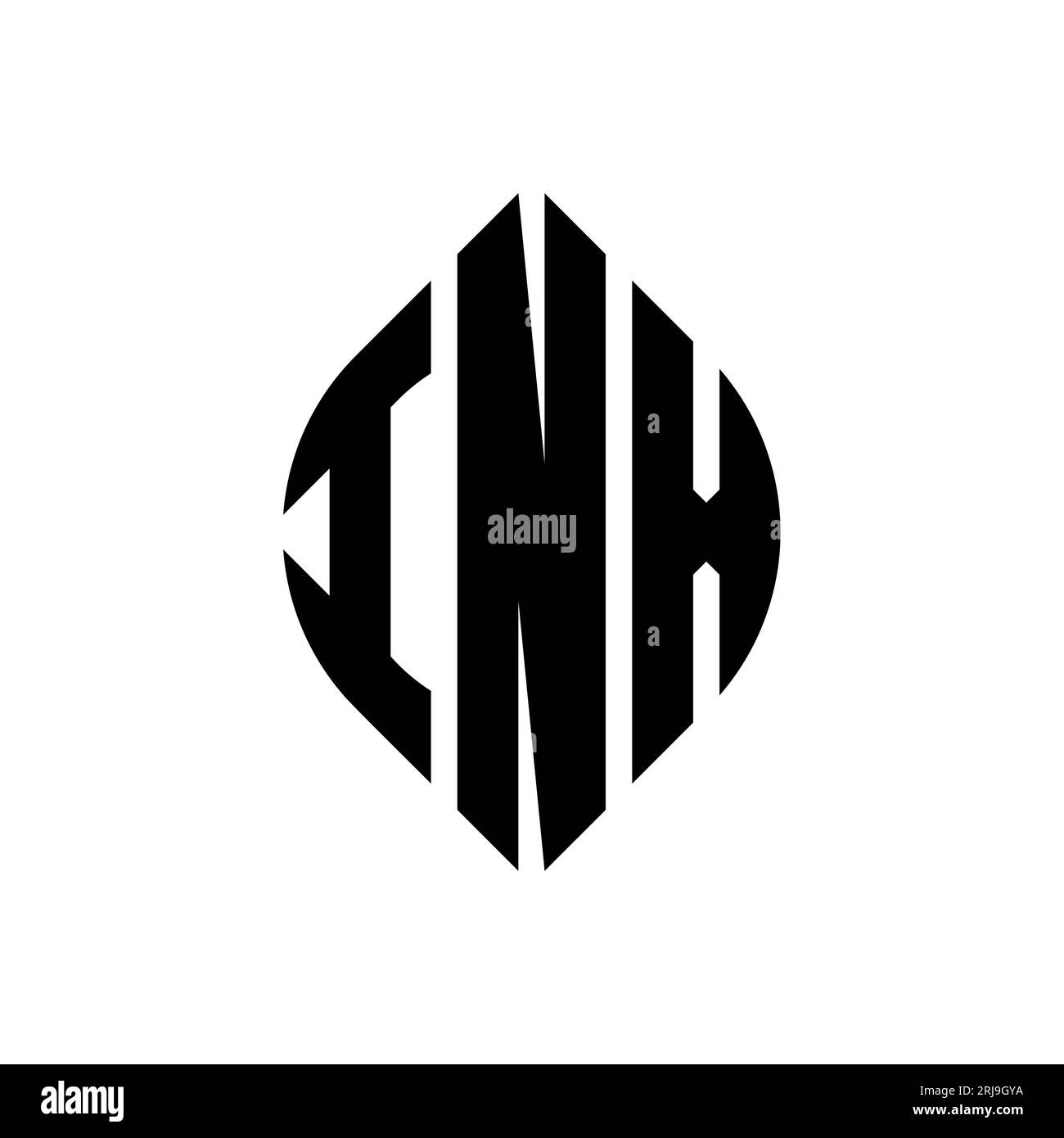 INX circle letter logo design with circle and ellipse shape. INX ...