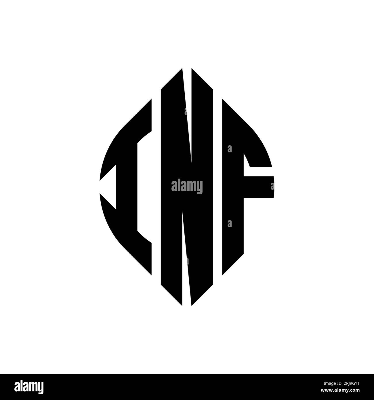 INF circle letter logo design with circle and ellipse shape. INF ...