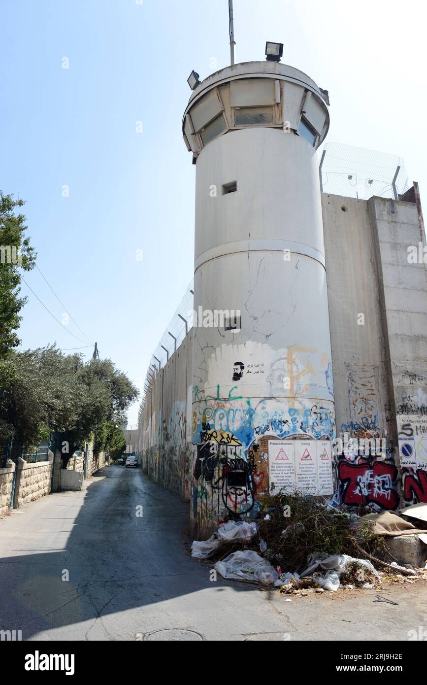 Murals on the Israeli security barrier in Bethlehem, Palestine Stock ...