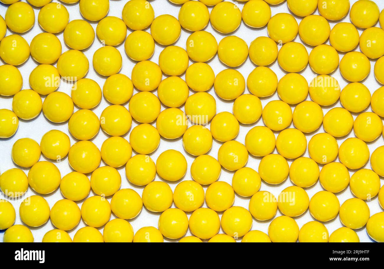 Many Yellow Round Dragees Of Ascorbic Acid Vitamin C Isolated On White 3957