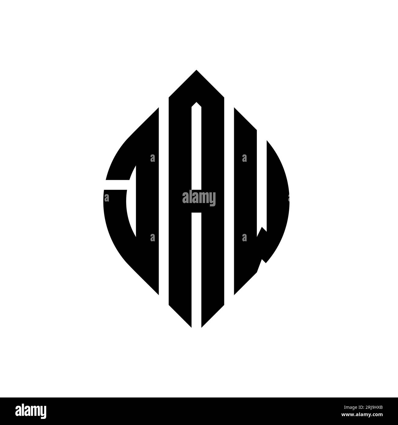 JAW circle letter logo design with circle and ellipse shape. JAW ...