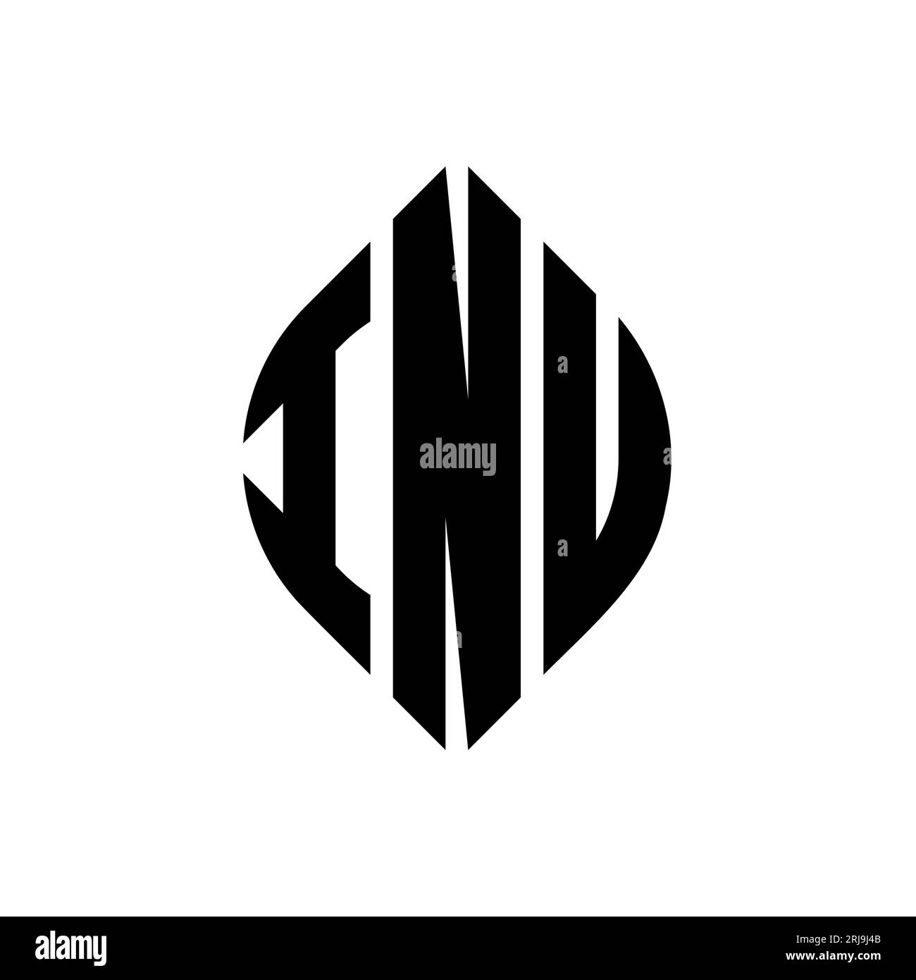 INU circle letter logo design with circle and ellipse shape. INU ...