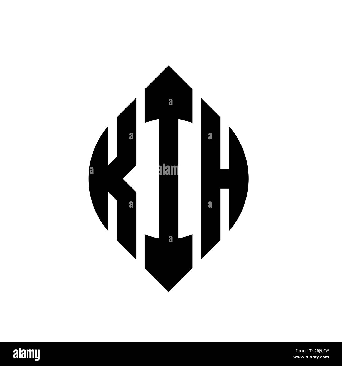 KIH circle letter logo design with circle and ellipse shape. KIH ...