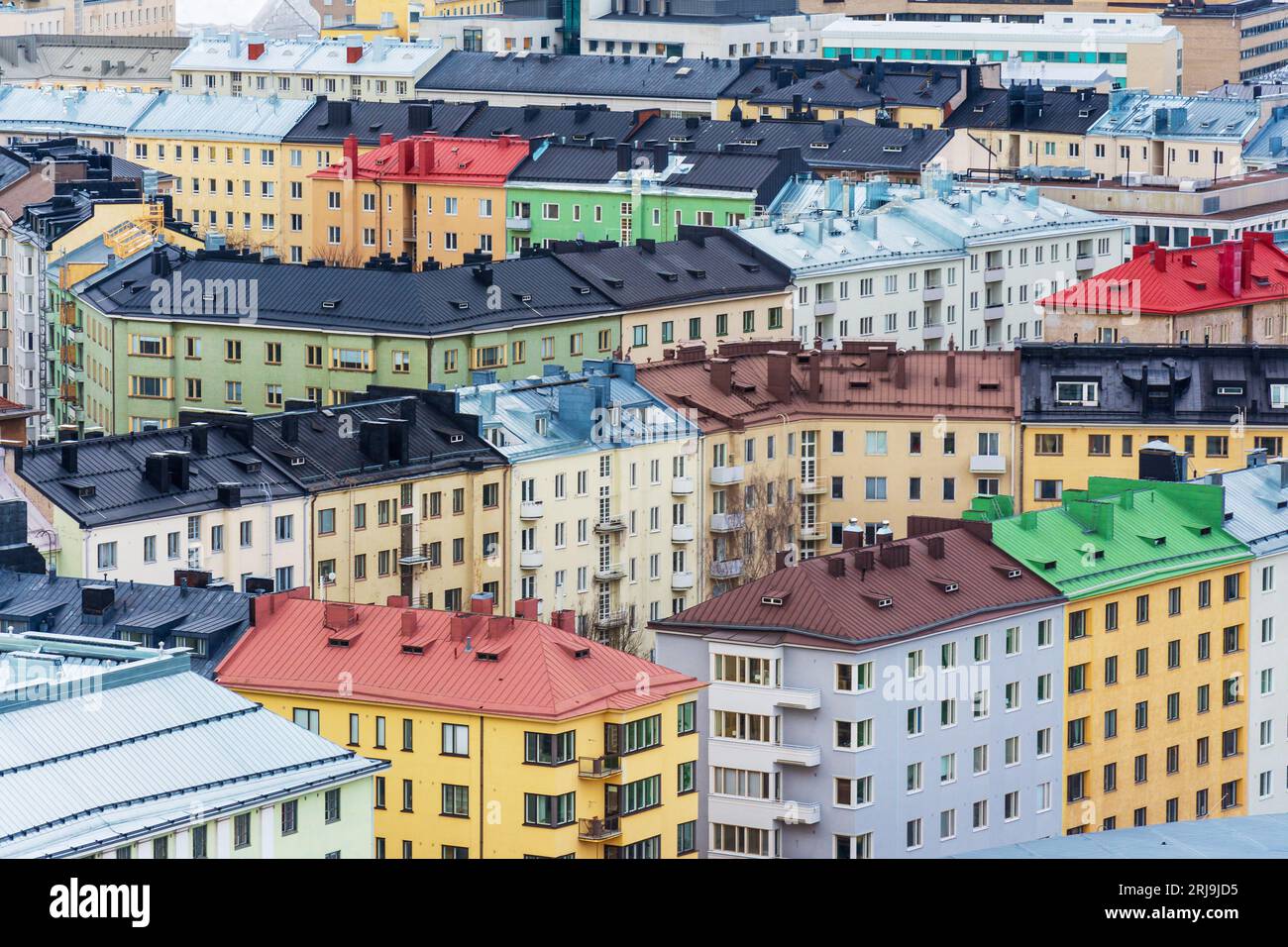 Aerial photo of Töölö seen from the Olympic stadium tower in Helsinki ...