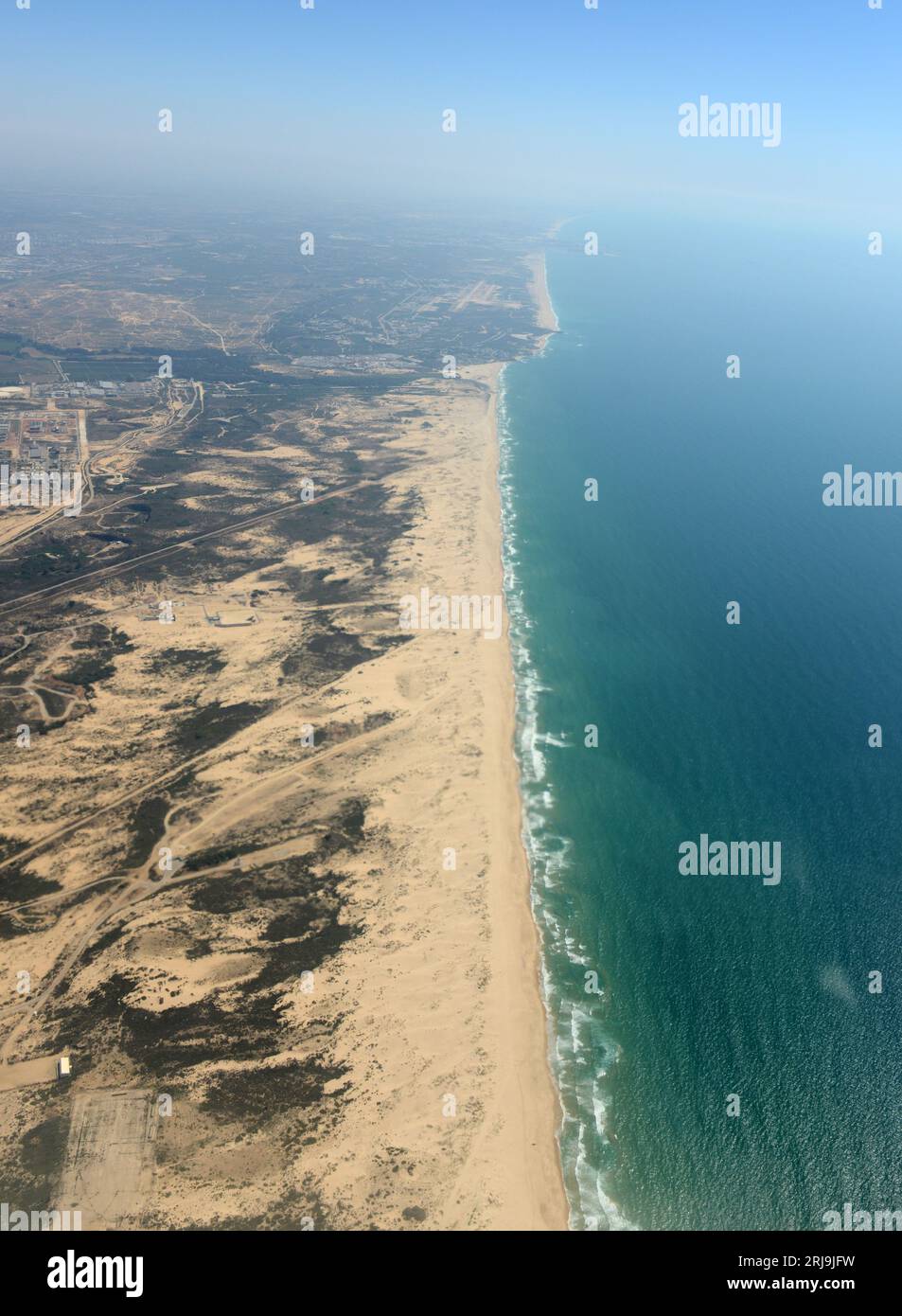 Aerial view of the Israeli coastline between Rishon LeTsiyon and Ashdod ...