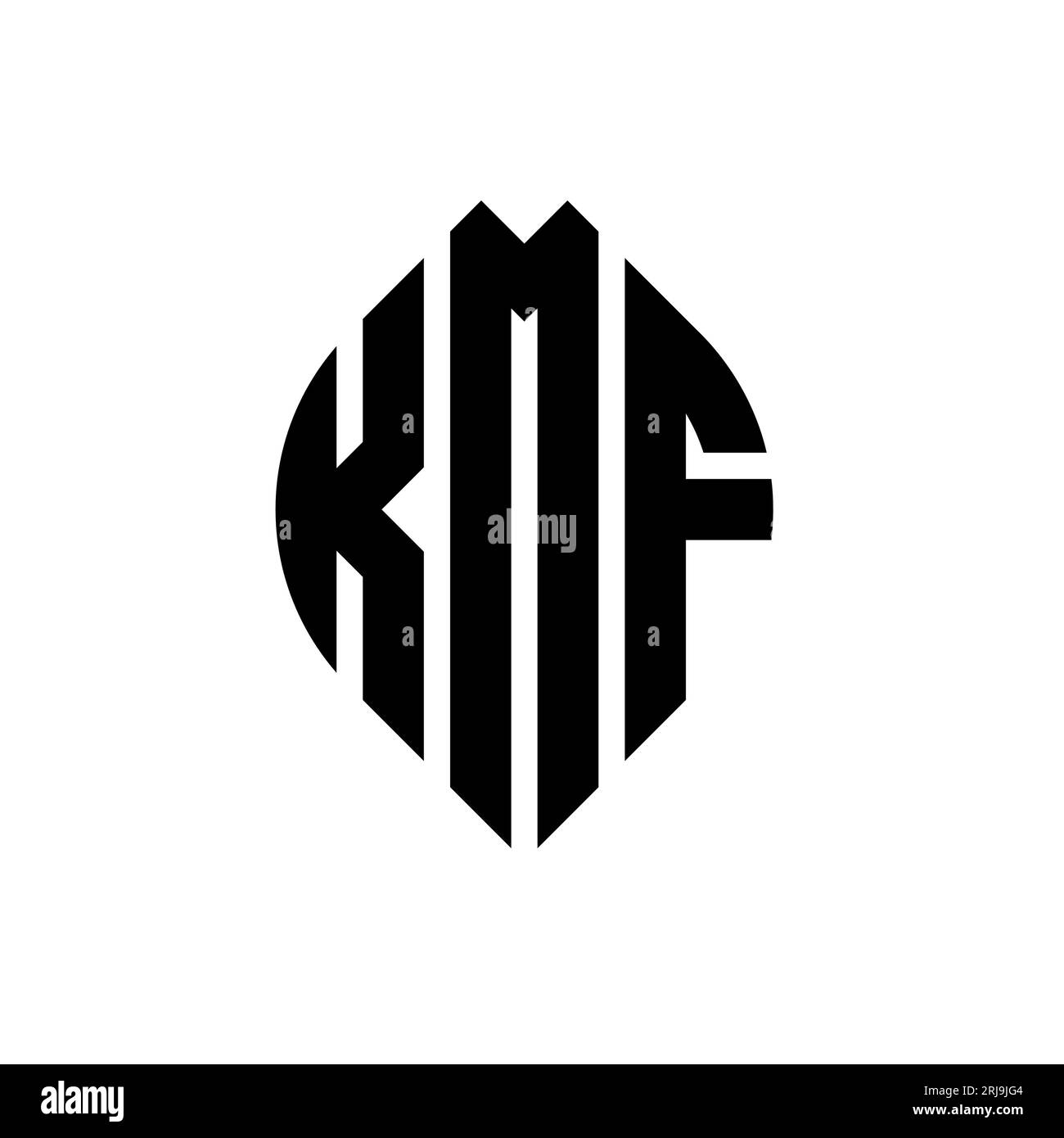 KMF circle letter logo design with circle and ellipse shape. KMF ...