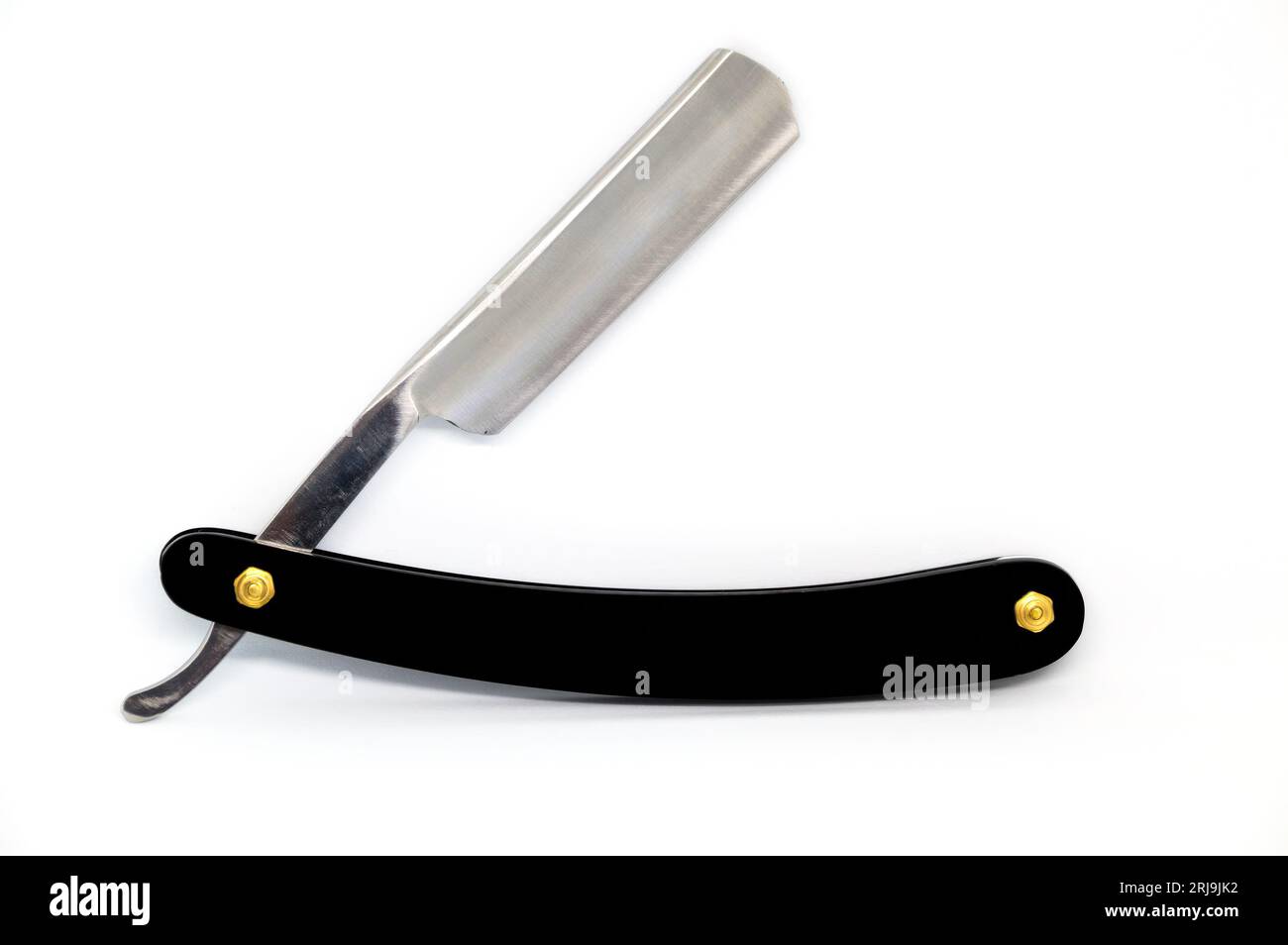 Black straight razor isolated on white background Stock Photo - Alamy