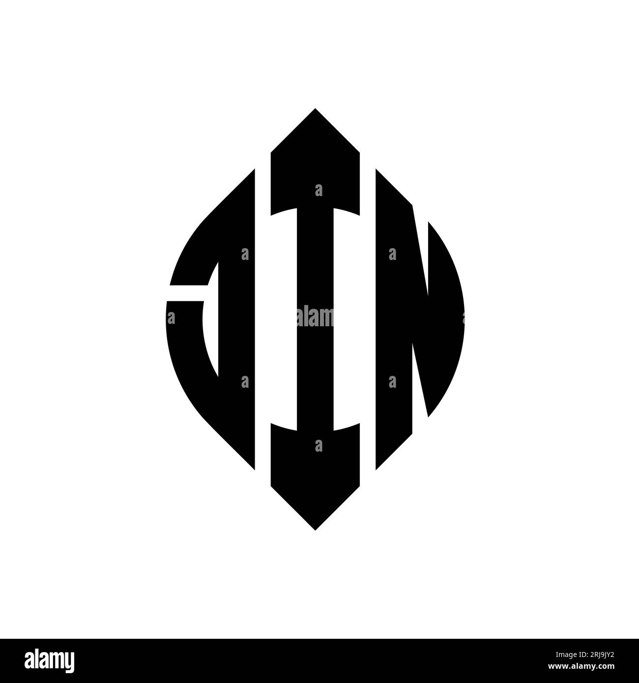 JIN circle letter logo design with circle and ellipse shape. JIN ...