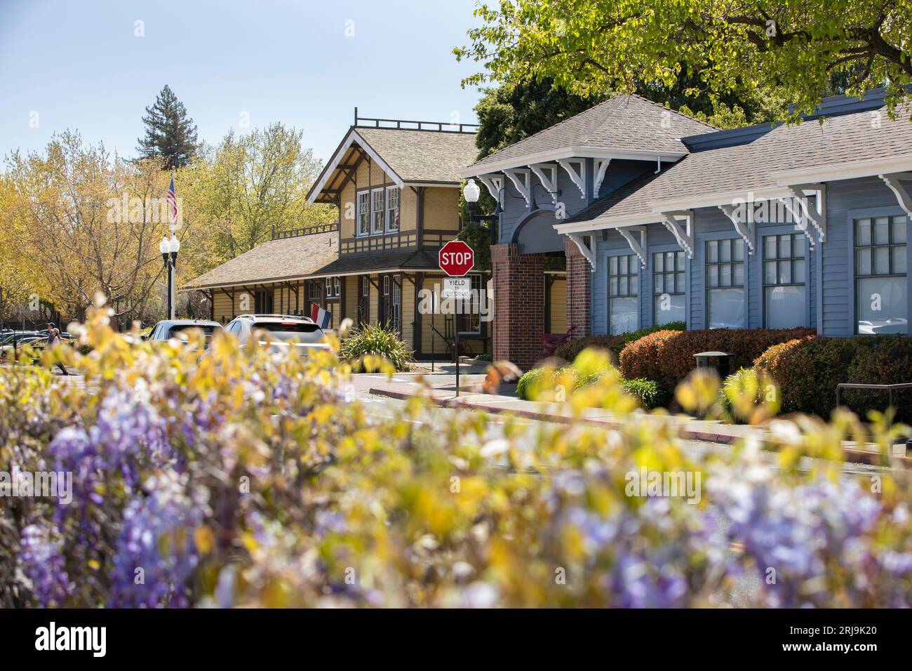 Afternoon sun shines of the historic urban core of downtown Danville ...
