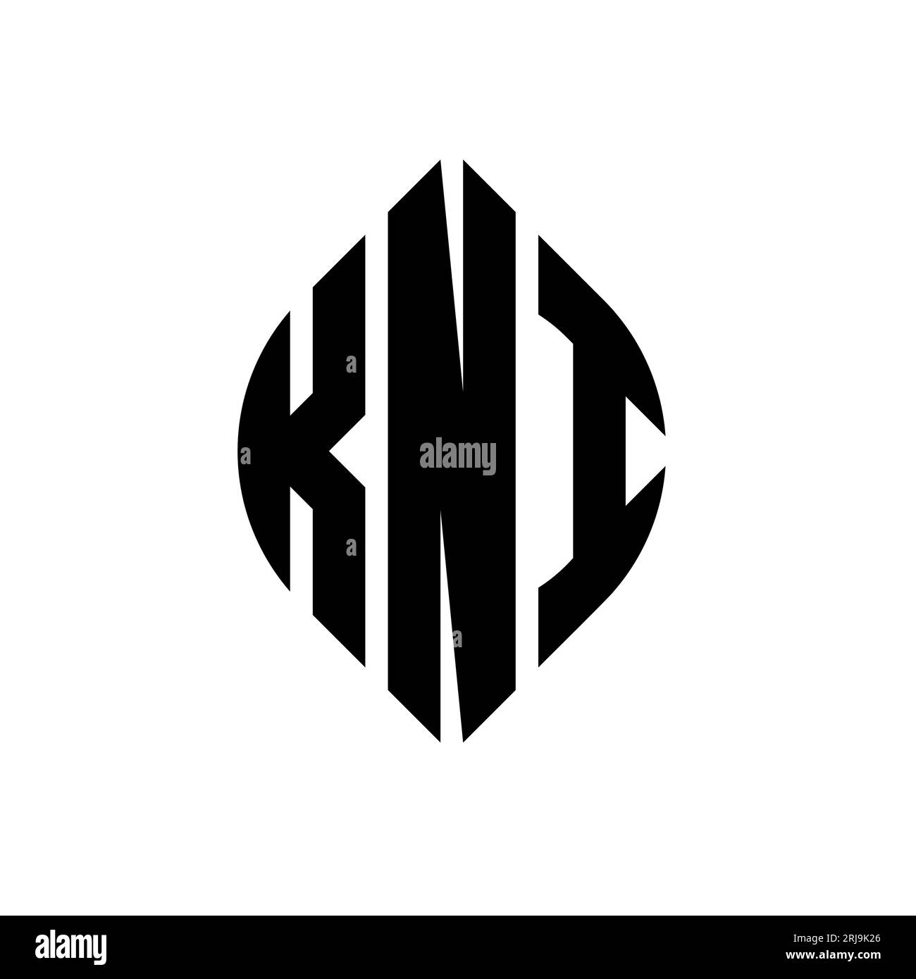 KNI circle letter logo design with circle and ellipse shape. KNI ...