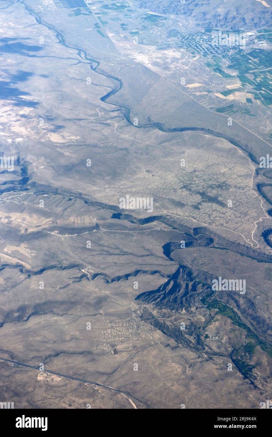 Aerial view of geological landscapes in North Eastern Turkey Stock ...