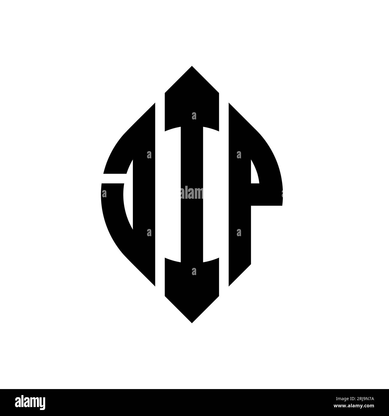 JIP circle letter logo design with circle and ellipse shape. JIP ...