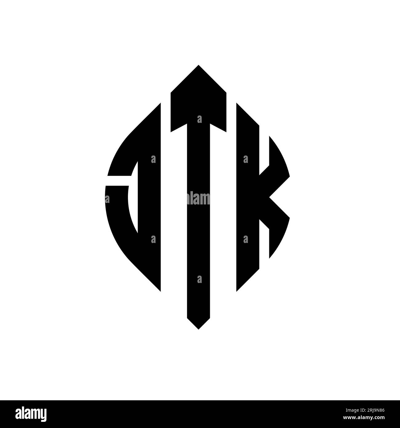 JTK circle letter logo design with circle and ellipse shape. JTK ...