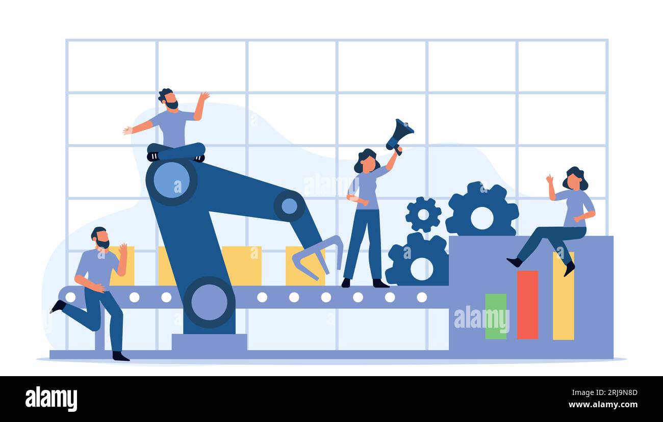 Vector business industry robot factory concept illustration future ...