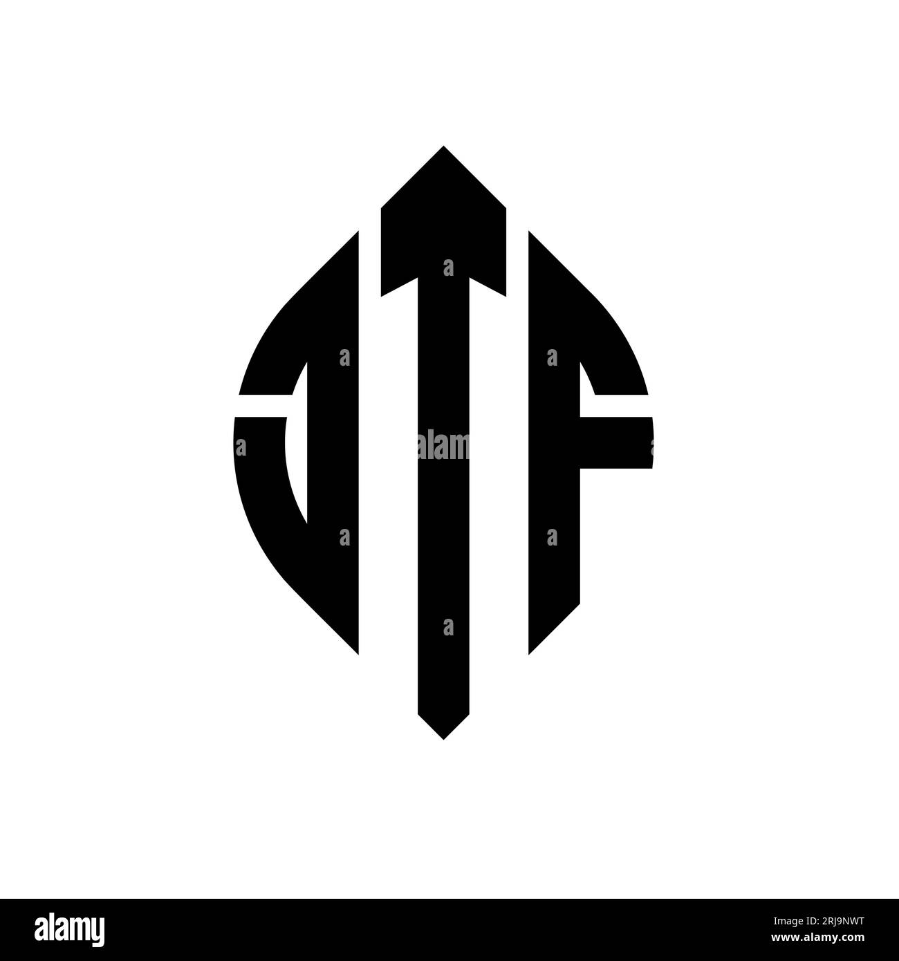 JTF circle letter logo design with circle and ellipse shape. JTF ...