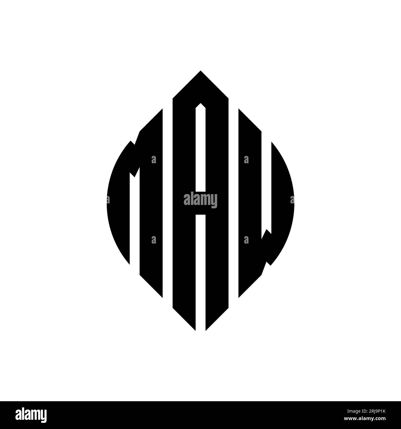 MAW circle letter logo design with circle and ellipse shape. MAW ...