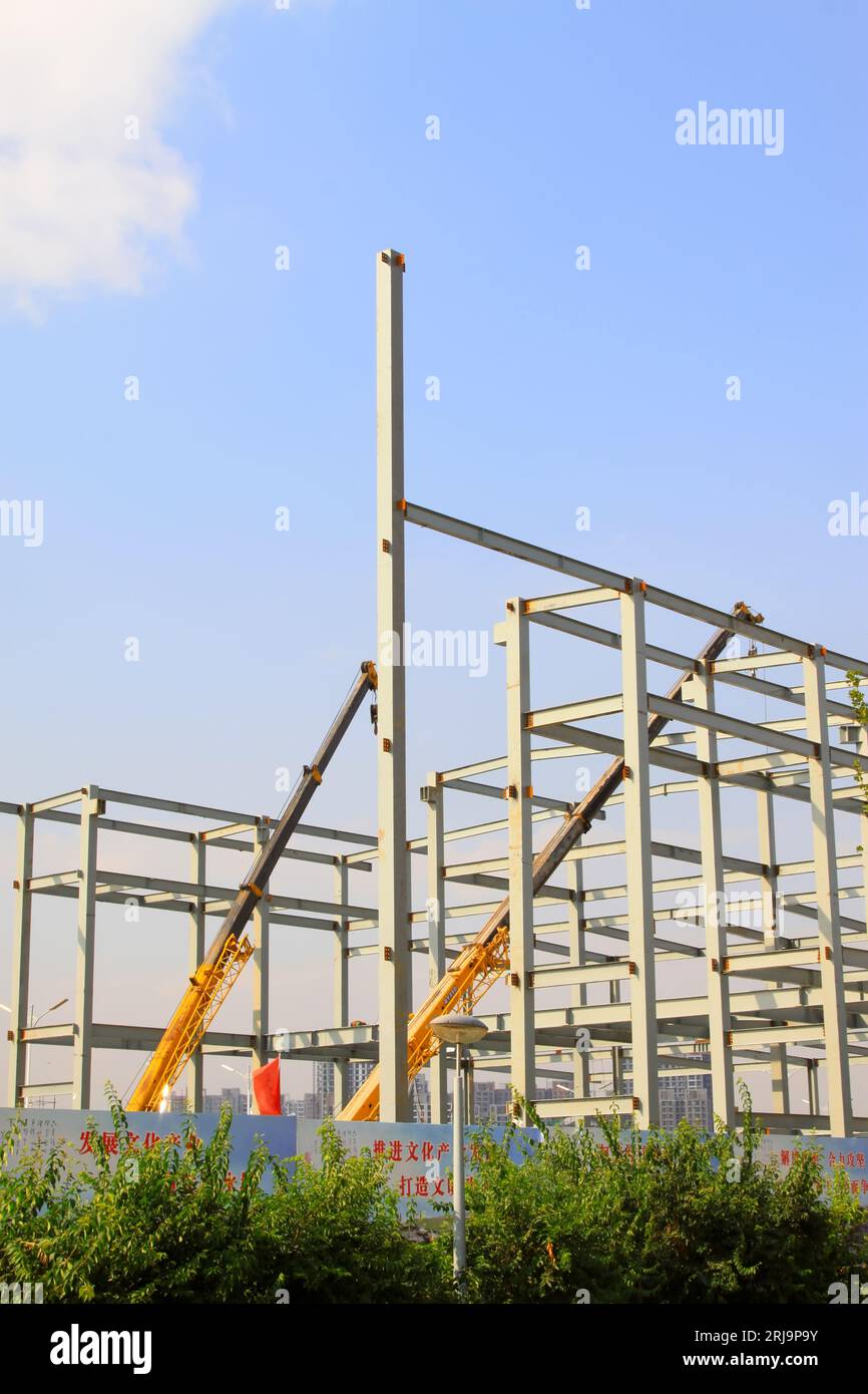 industrial production workshop roof steel beam, north china Stock Photo ...