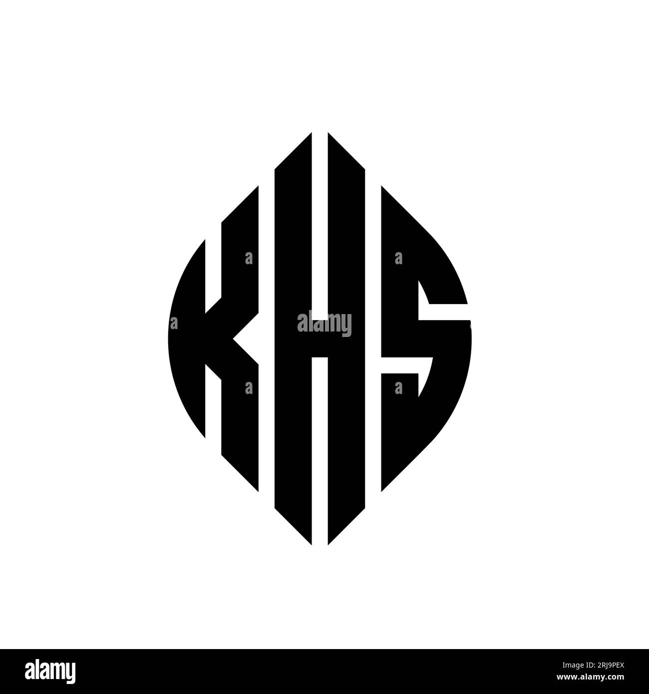 KHS circle letter logo design with circle and ellipse shape. KHS ...
