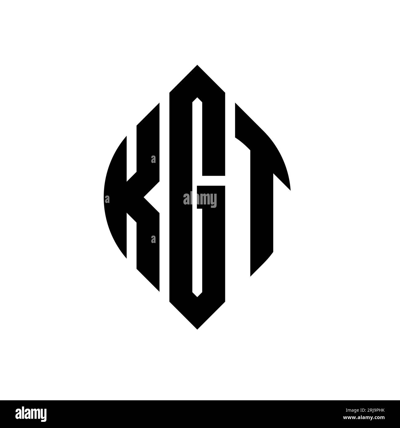KGT circle letter logo design with circle and ellipse shape. KGT ...