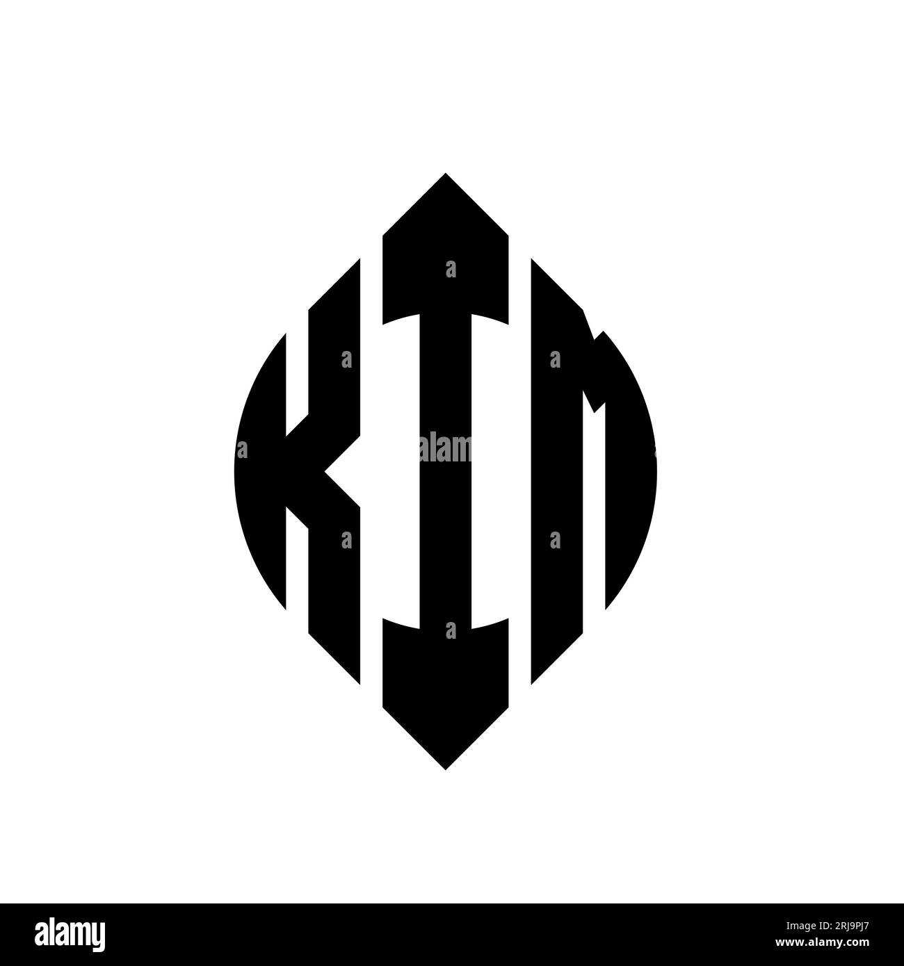 KIM circle letter logo design with circle and ellipse shape. KIM ellipse letters with ...