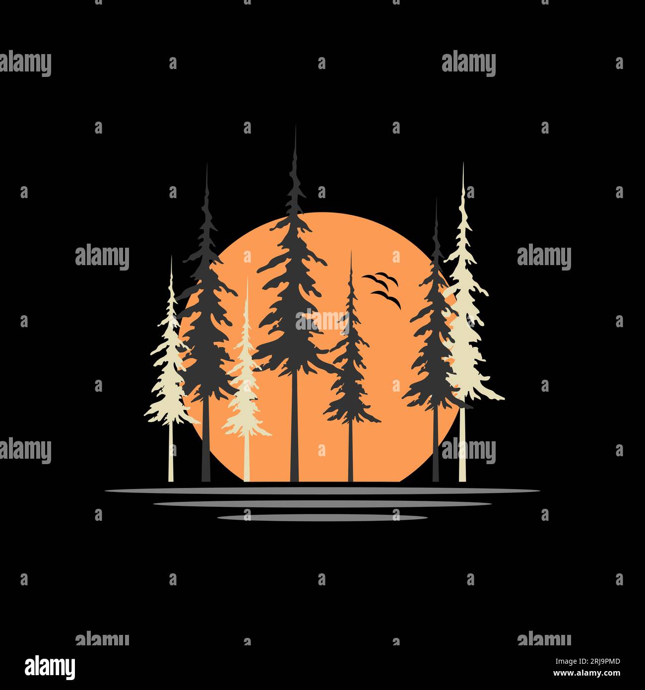 Forest Symbol With Full Moon vector Design Stock Vector Image & Art - Alamy