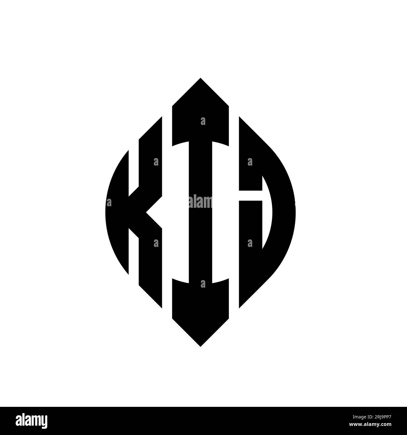 KIJ circle letter logo design with circle and ellipse shape. KIJ ...
