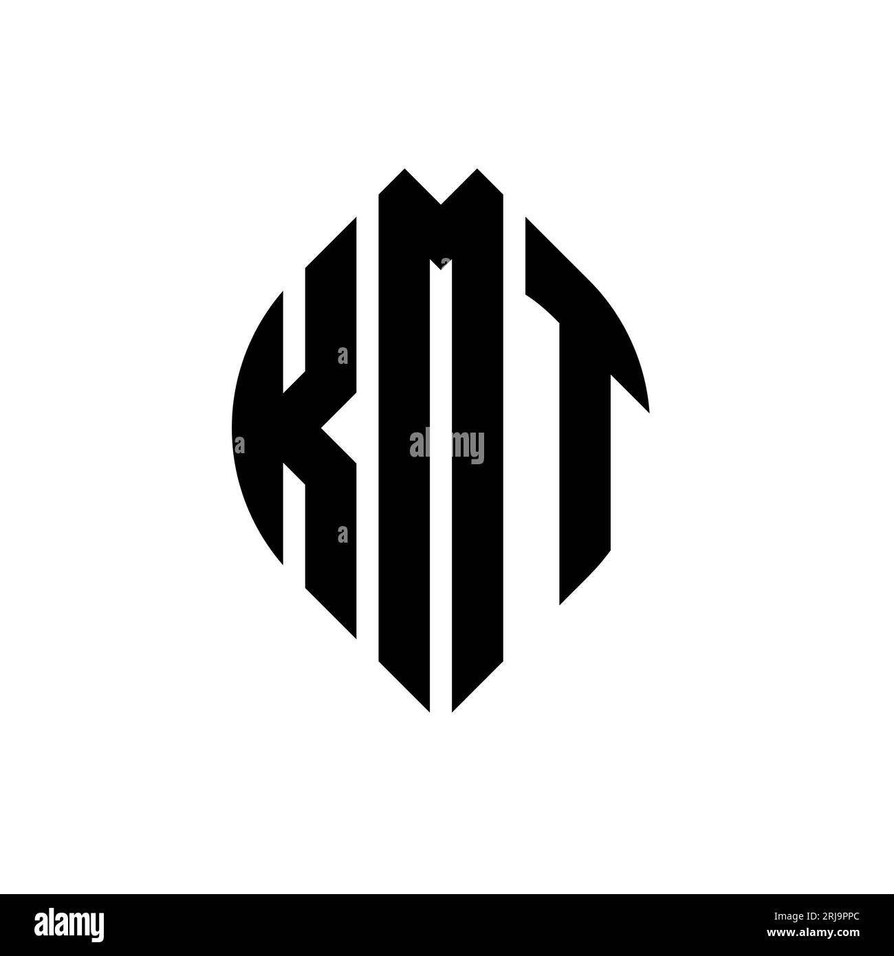 KMT circle letter logo design with circle and ellipse shape. KMT ellipse letters with ...