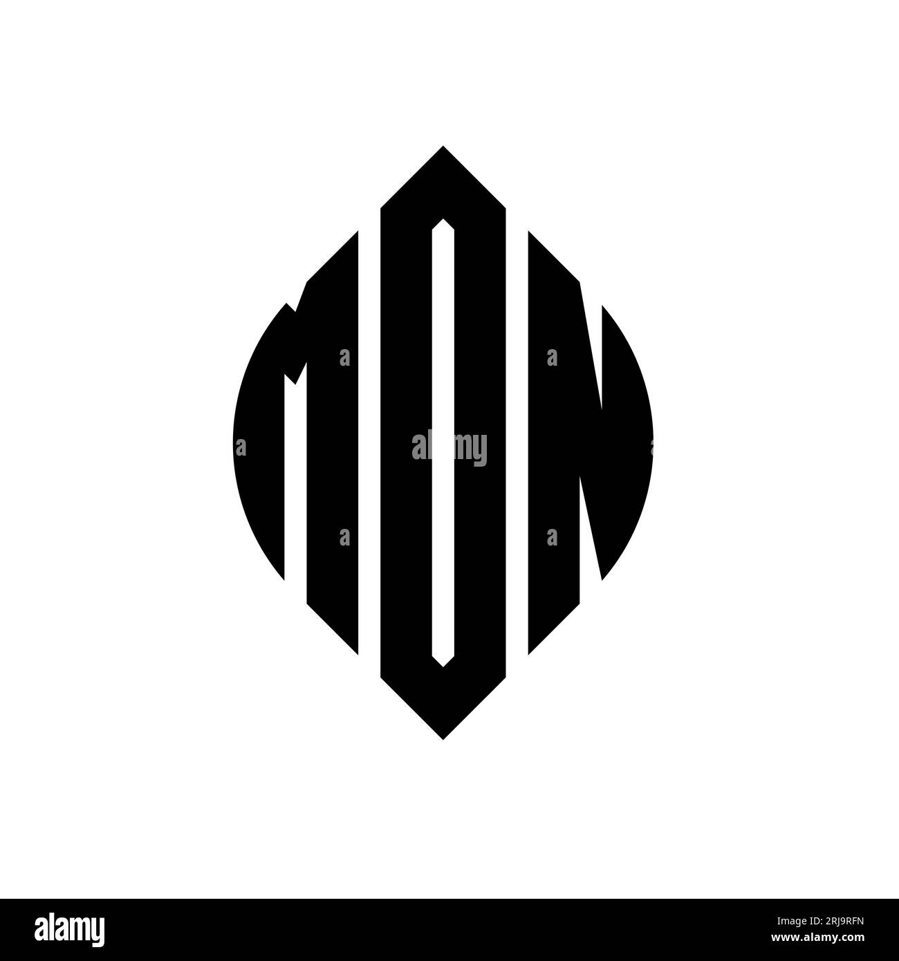 MON circle letter logo design with circle and ellipse shape. MON ...