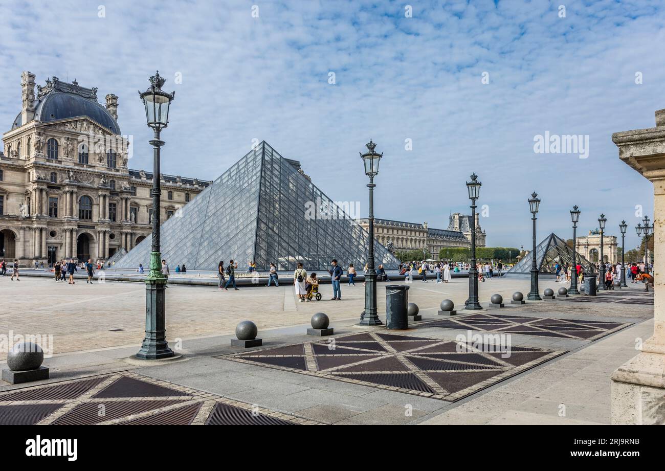 Cour Carrée du Louvre, courtyard of the Louvre Palace with the glass ...