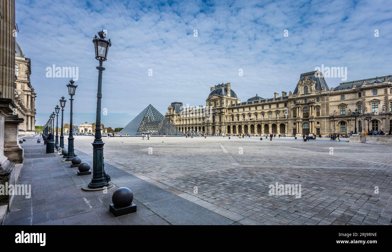 Cour Carrée du Louvre, courtyard of the Louvre Palace with the glass ...