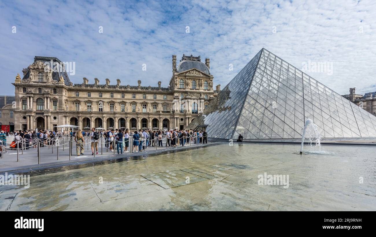 Cour Carrée du Louvre, courtyard of the Louvre Palace with the glass ...